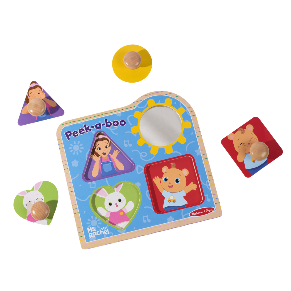 Wooden Peek-A-Boo Jumbo Peg Puzzle – Ms Rachel | Official Site